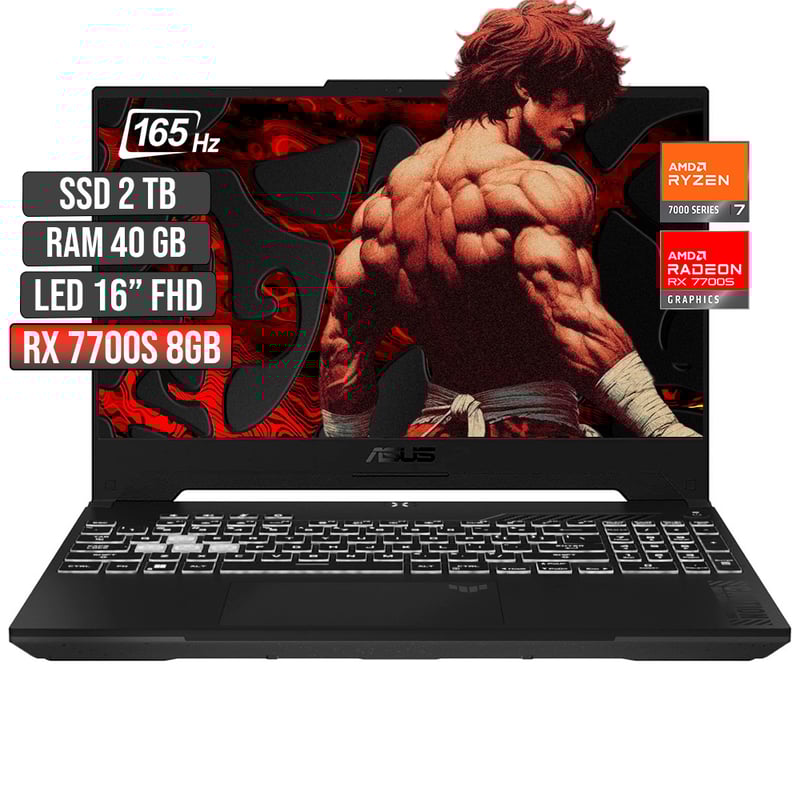 ASUS TUF AMD RYZEN 7-7735HS RX 7700S 8GB SSD 2TB RAM 40GB LED 16 FHD ...