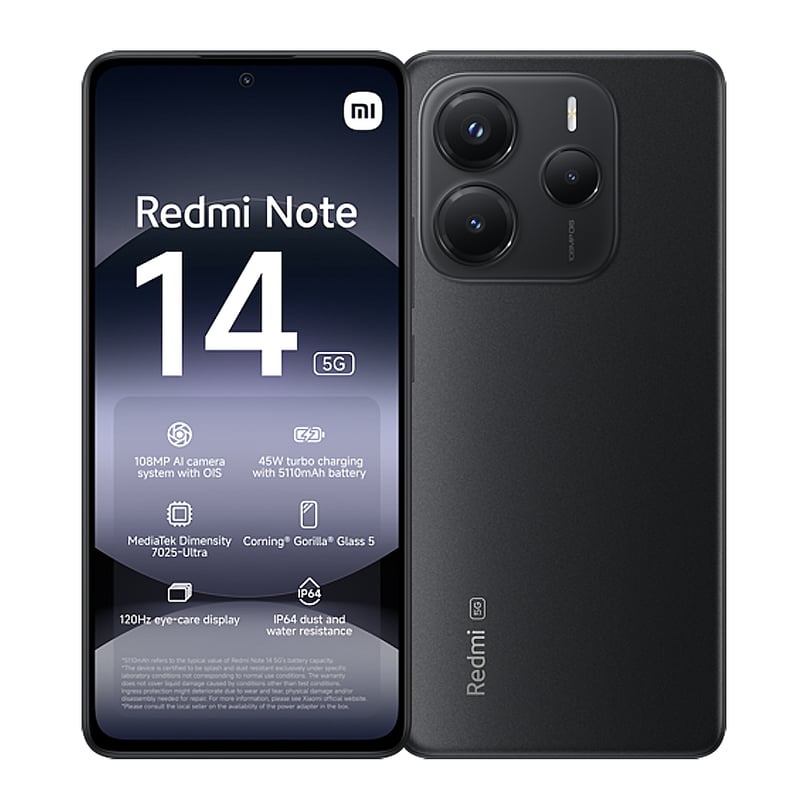 Celular Xiaomi Redmi Note 14 5G 256GB 8GB RAM Negro XIAOMI | falabella.com