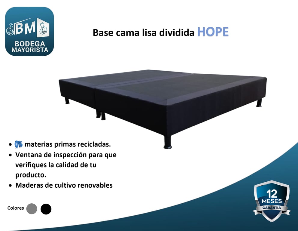 Base cama doble lisa dividida HOPE GENERICO | falabella.com