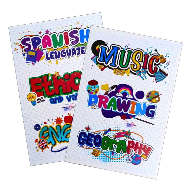 Set x 2 Stickers Materias en Inglés para Marcar Cuadernos GENERICO ...