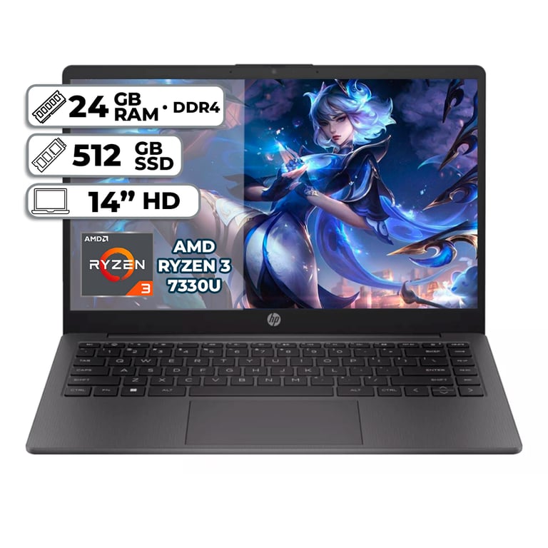PORTATIL HP 245 G10 AMD RYZEN 3 7330U 24GB RAM 512GB SSD PANTALLA 14" HD HP | falabella.com