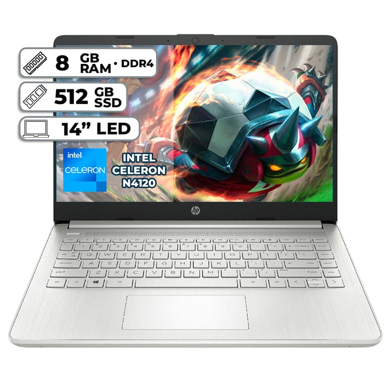 PORTATIL HP 14-DQ0533LA INTEL CELERON N4120 8GB RAM 512GB SSD PANTALLA 14" LED HP | falabella.com