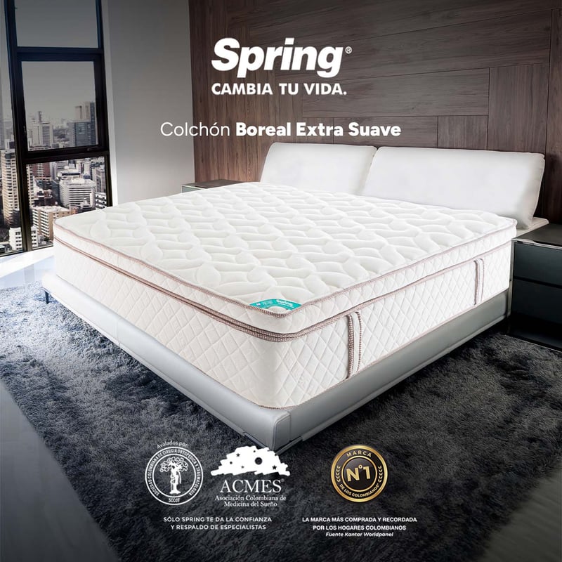 Colchón Doble Firmeza Suave Ortopédico con Pillow Resortado Boreal 140 ...