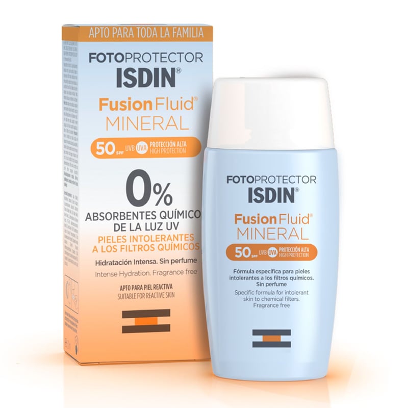 Bloqueador Solar Fusion Fluid Mineral Isdin para Piel Sensible 50 ml ...