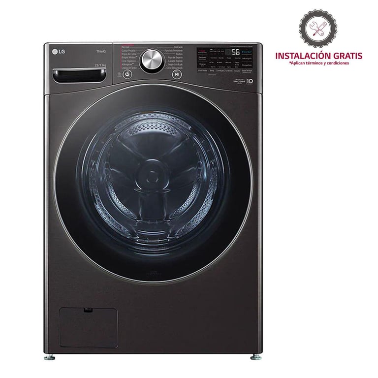 Lavadora Secadora LG Eléctrica 22 kg WD22BV2S6BR LG | falabella.com