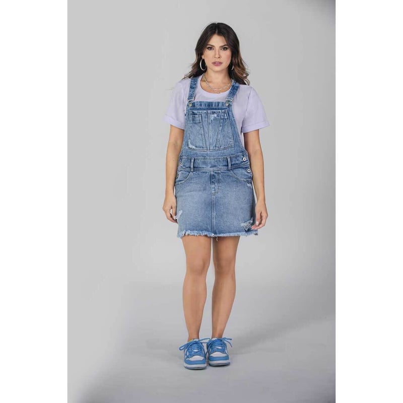 Overol En Falda Color Azul Medio Marca Trucco'S TRUCCOS JEANS ...