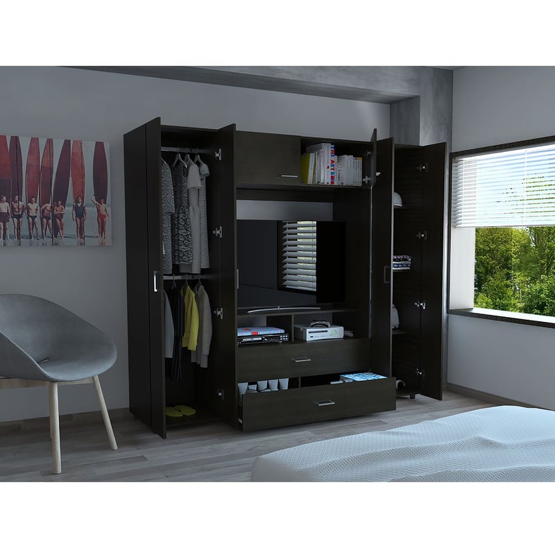 Closet Moderno en Aglomerado MDF 6 Puertas 2 Cajones 180 x 198 x 50 cm ...