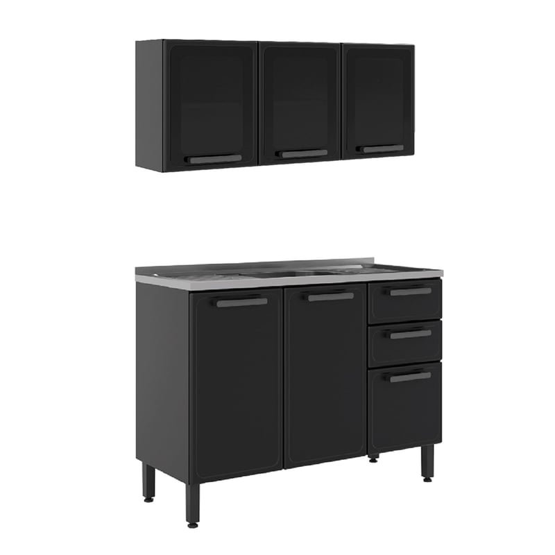 Cocina Integral Moderna Estilo en Acero (Incluye Mesón) 192 x 48 cm ...