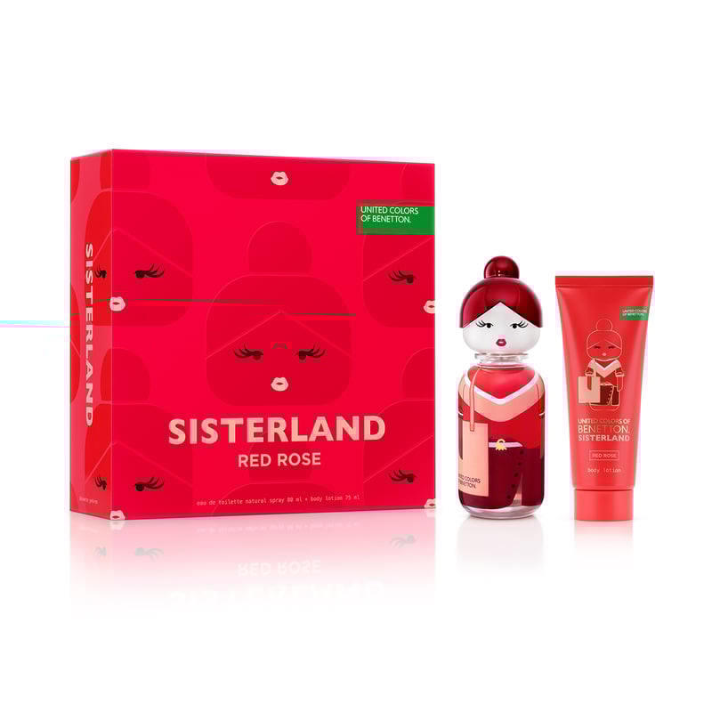 Set de Perfume Benetton Sisterland Red Rose Incluye: Perfume 80ml y Body Lotion 75ml BENETTON ...