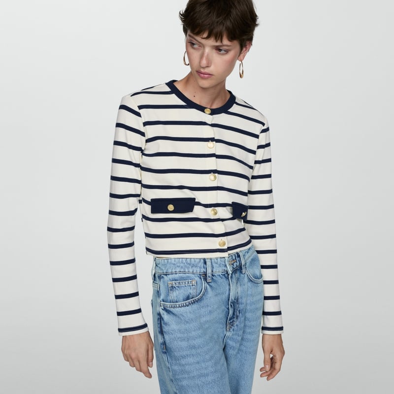 Cardigan Mujer de Rayas de Algodón Crop MANGO MANGO | falabella.com