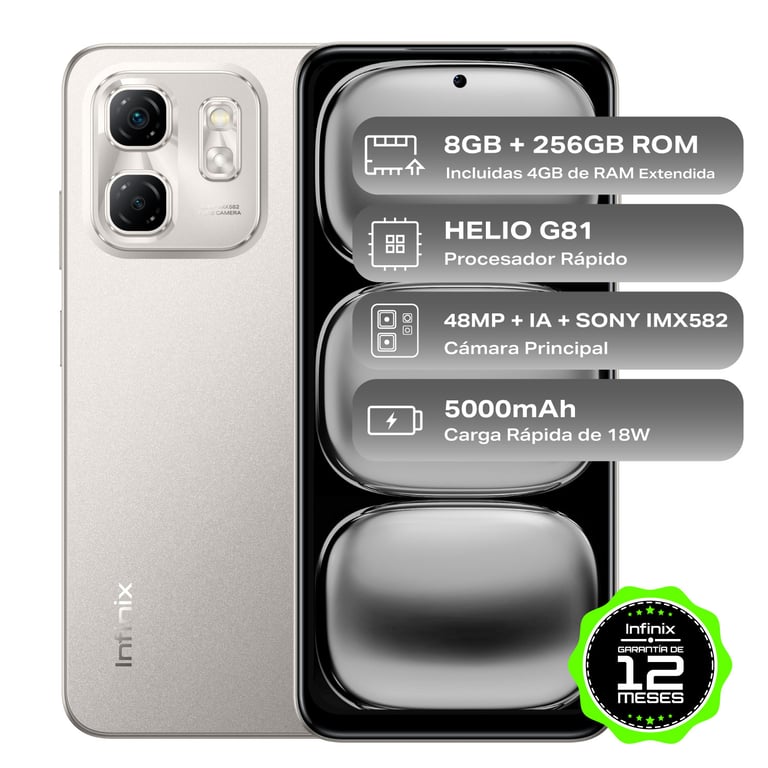 Celular Infinix HOT 50I Black 4GB RAM 256GB ROM Cámara posterior 48MP ...