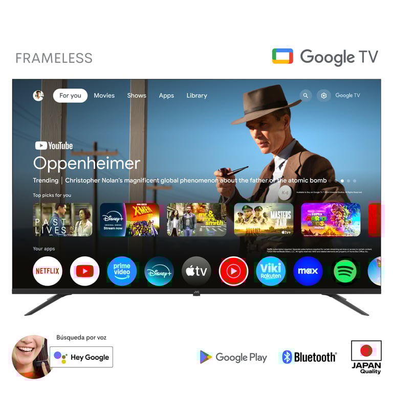 Televisor LED JVC 58 pulgadas Frameless Multituner 4K UHD HDR Google TV OS JVC | falabella.com