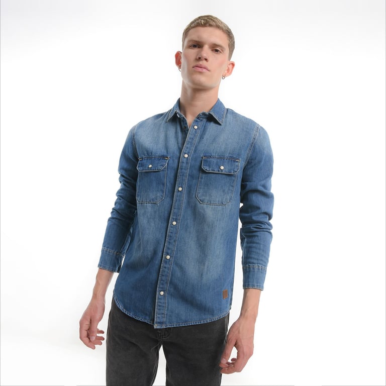 Camisa de jean Hombre Manga larga Slim de Algodón Denimlab DENIMLAB ...