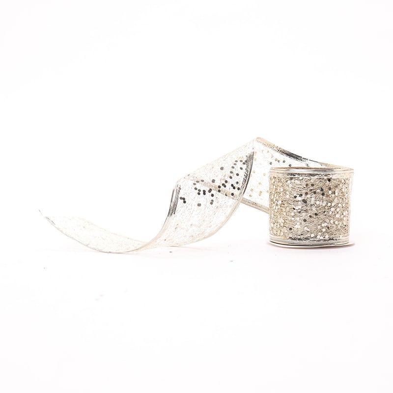 Cinta Escarchada Champaña Gruesa 6.3 cm. Decoración para puertas y ...