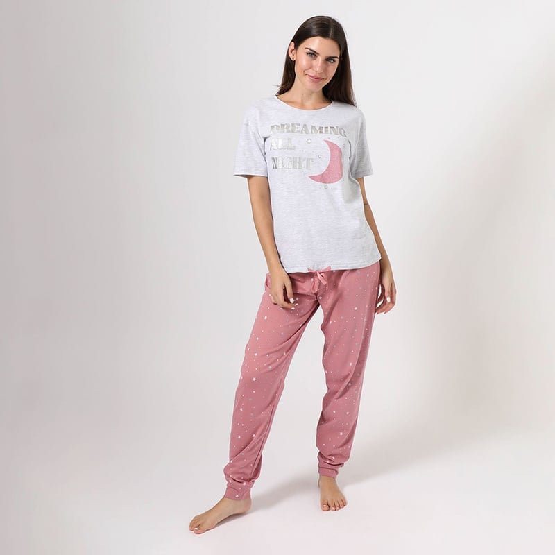 Pijama completa con pantalón Mujer Largo Manga corta de Algodón Sybilla ...
