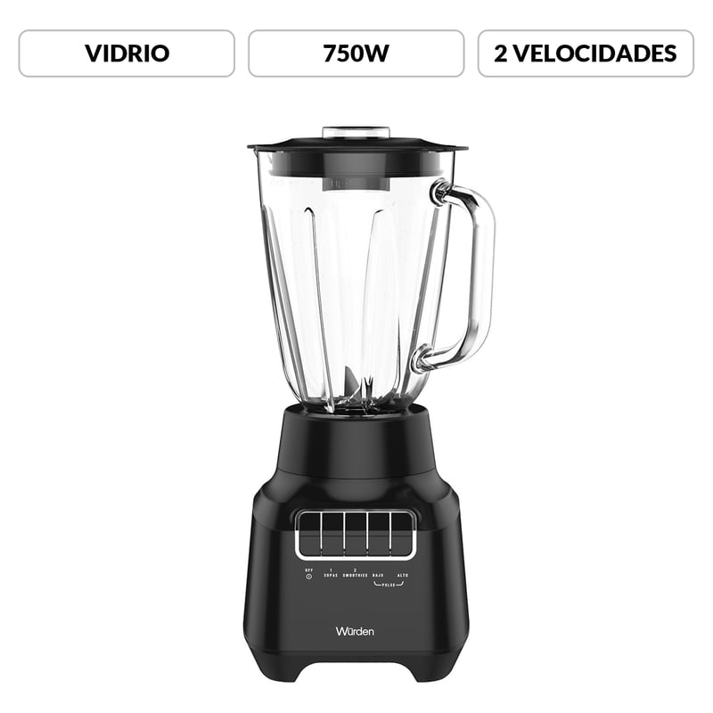 Licuadora Wurden 750 W 2 Velocidades | Recipiente de Vidrio de 1,5 Lt ...