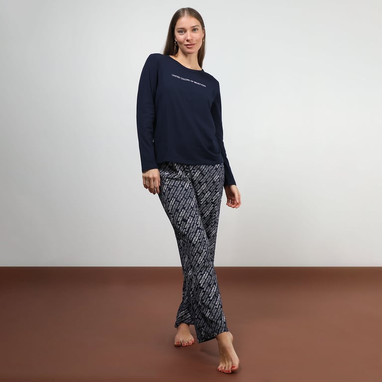 Pijama completa con pantalón Mujer Largo Manga larga de Algodón ...