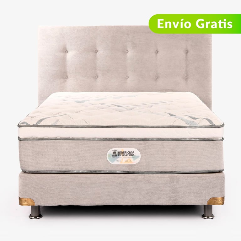 Colchón con Base Cama Queen Firmeza Media Ortopédico Resortado con ...