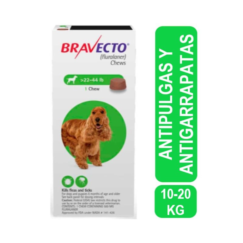 Bravecto Antipulgas para Perros 500 mg 10 - 20 Kg BRAVECTO | falabella.com