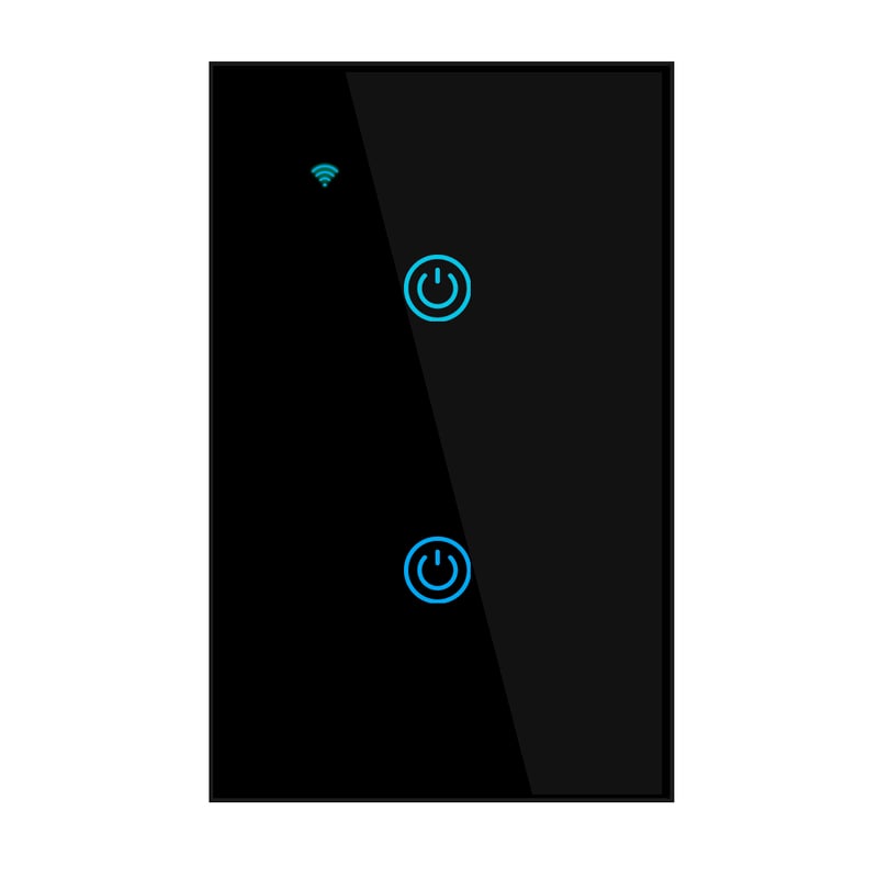 Interruptor Inteligente Wifi Táctil 2 Botones Con/Sin Neutro Negro OEM ...