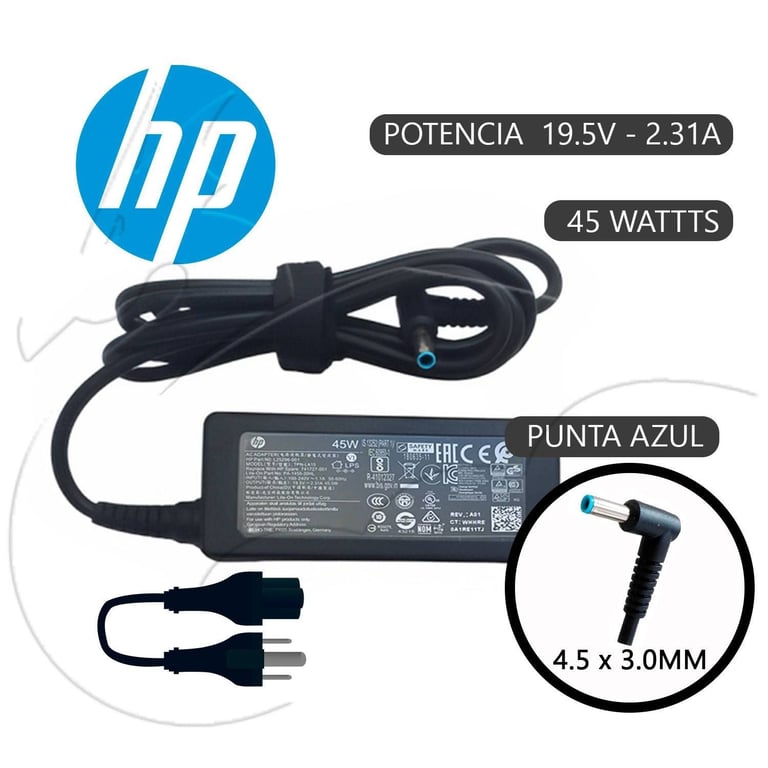 Cargador Laptop HP Original Punta Azul 195v - 231A - 45W HP | falabella.com