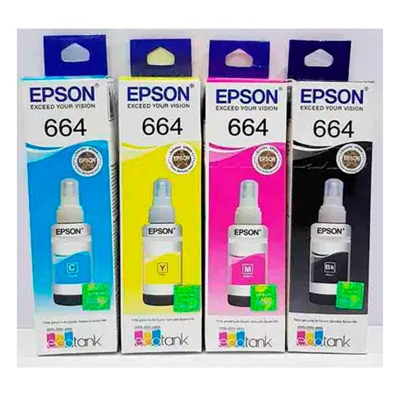 Set 4 tintas EPSON T664 Sistema Continuo l395 l380 l575 l555 EPSON | falabella.com