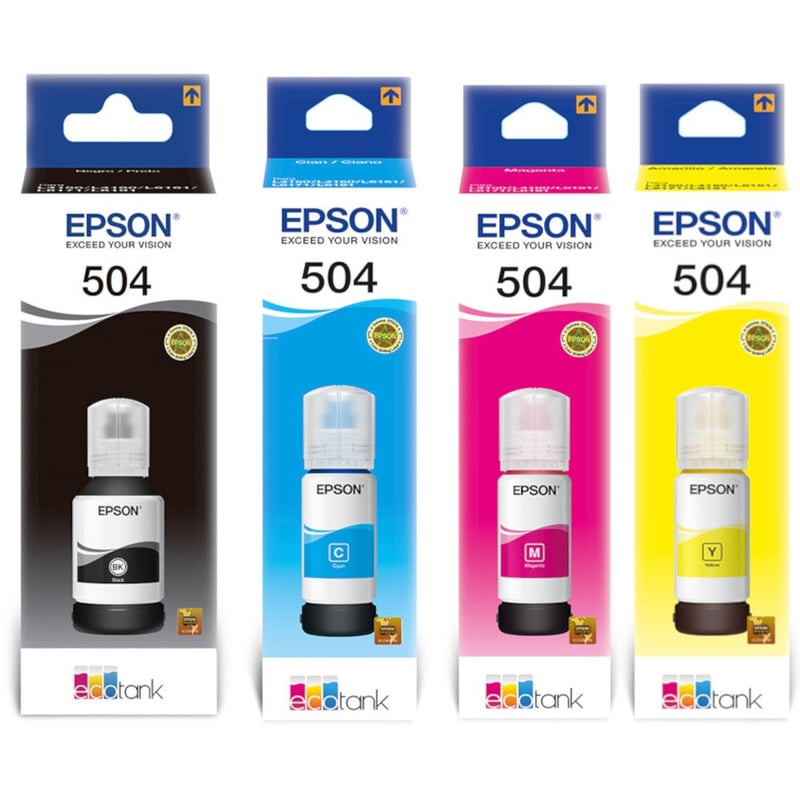 Tinta Epson T504 Pack de 4 Colores 504 Negro Cyan Magenta Amarillo ...