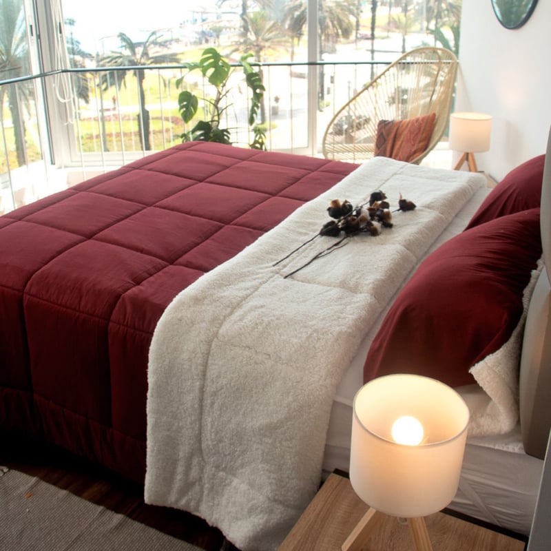 Edredón Sherpa Queen Premium Hipoalergénico Conchevino | Sodimac Perú