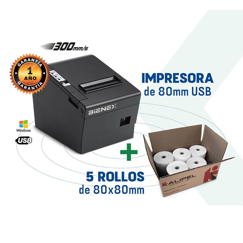 Impresora ticketera termica 80mm USB BIENEX. BIENEX | falabella.com