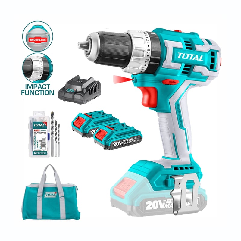 TALADRO PERCUTOR DE IMPACTO 20V INALÁMBRICO BRUSHLESS - TIDLI20608 ...