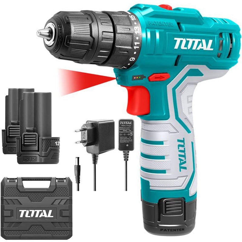 TALADRO ATORNILLADOR INALÁMBRICO 12v ACCESORIOS TOTAL - TDLI12325 TOTAL ...