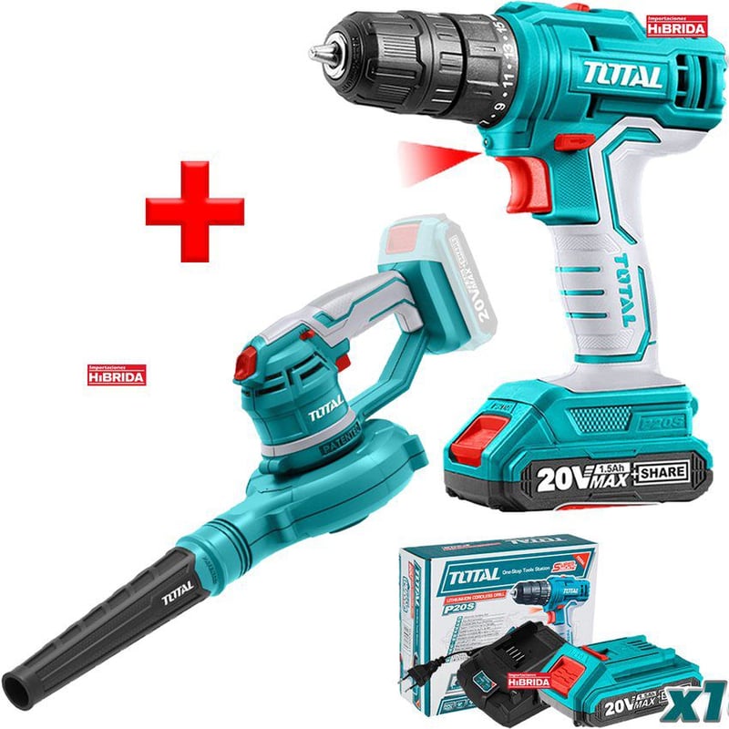 SOPLADORA ASPIRADORA PRO + TALADRO ATORNILLADOR 20V INALÁMBRICO TOTAL ...