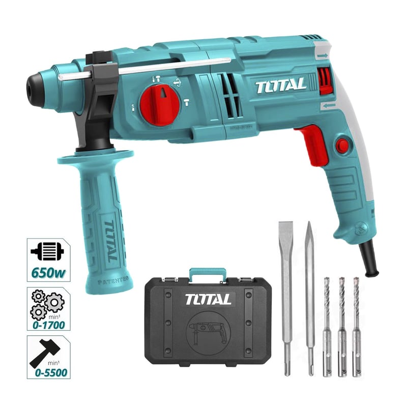 TALADRO ROTOMARTILLO 650W SDS PLUS 1 .7J INDUSTRIAL TOTAL - TH306236 ...