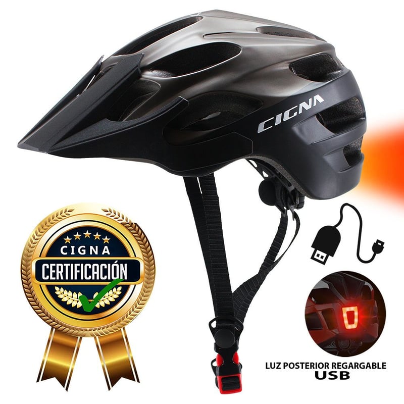 Casco Marca CIGNA Modelo MTB con Luz Recargable USB CIGNA | falabella.com