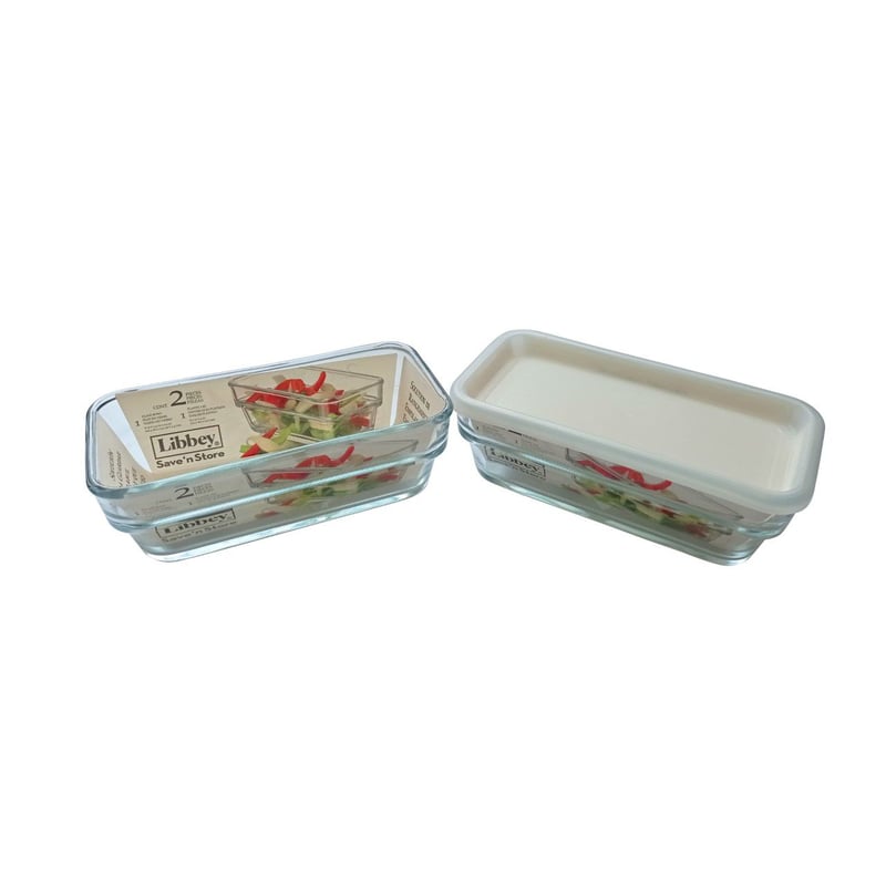 Refractario de vidrio rectangular 965 ml con tapa de plástico LIBBEY ...