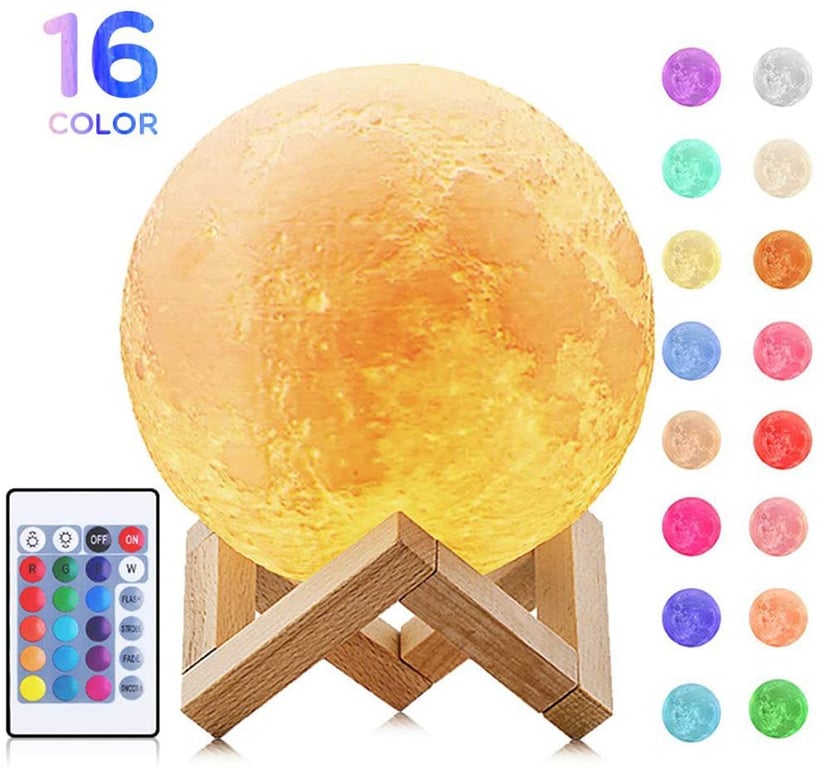 Lámpara Luna Multicolor 15cm Grande 3D Led colores con control ML01 ...