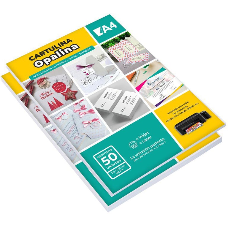 Cartulina opalina lisa blanca 250gr- pack 50 unid. GENERICO | falabella.com
