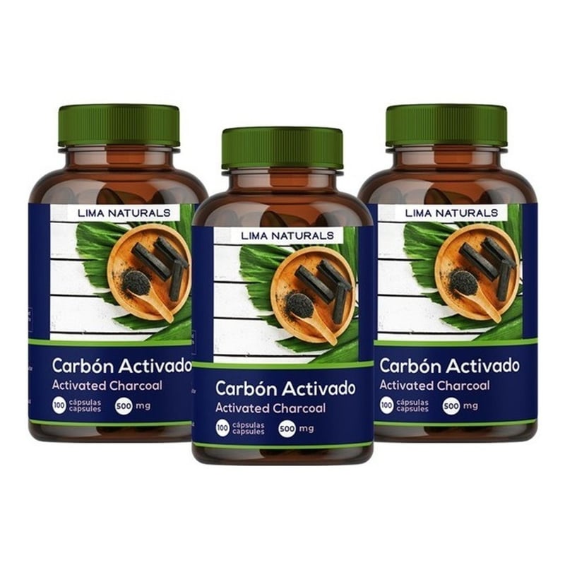 Pack 03 Frascos Carbon Activado Lima Naturals 100 Capsulas LIMA NATURALS | falabella.com
