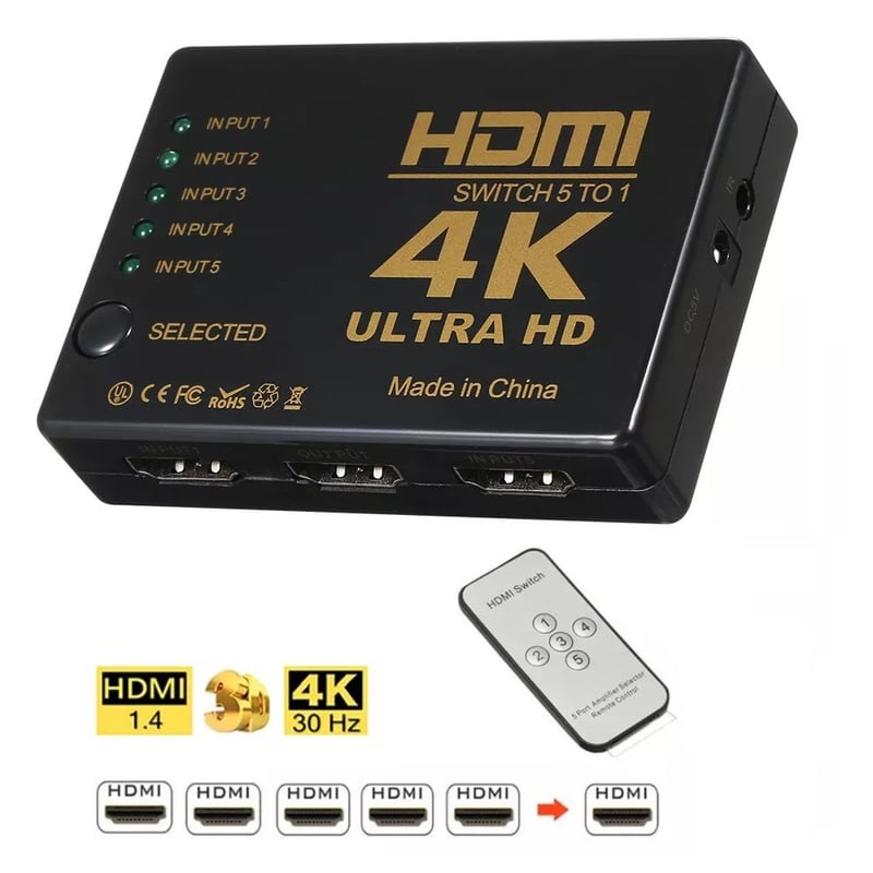 Hdmi Selector Switch 5 Salidas Hdmi Control Remoto Ir GENERICO ...