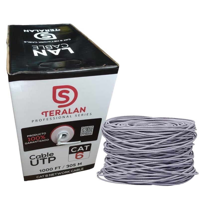 Cable De Red Utp Cat 6 Rj45 305 Metros rollo ethernet Lan Gris GENERICO | falabella.com