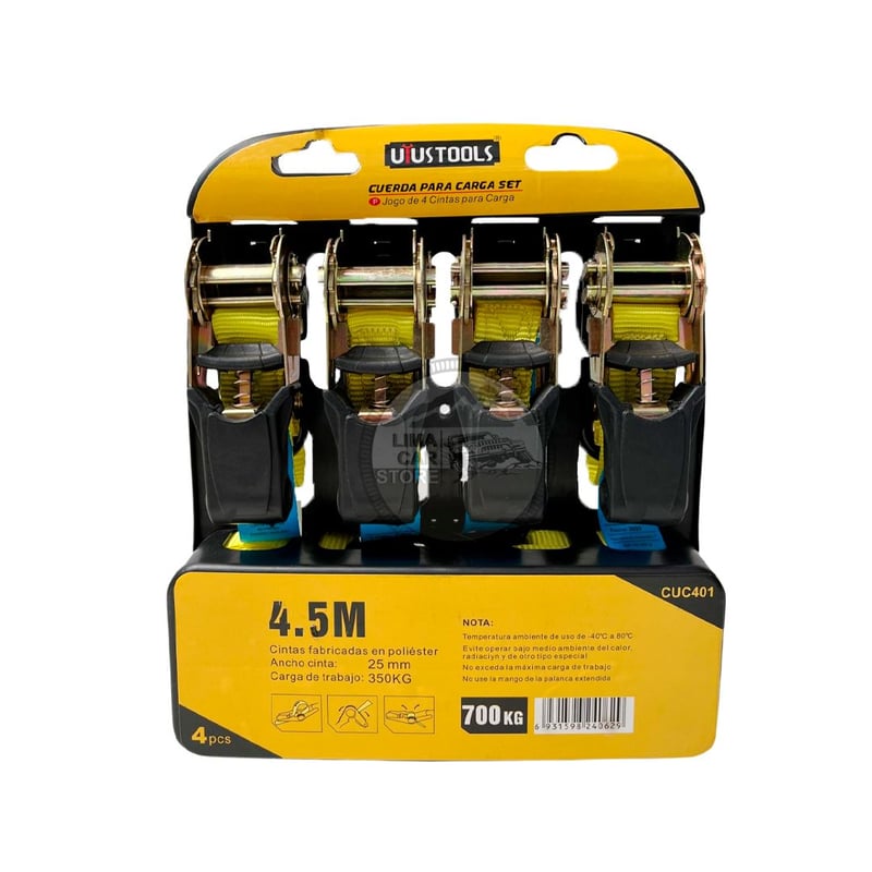 Pack 4 Cintas Correa De Amarre Con Trinquete Carga Pesada UYUSTOOLS ...