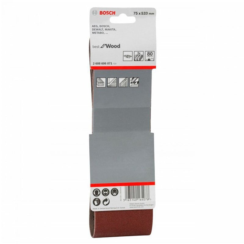 Lija de banda Bosch 3"x21" Gr.80 x3 unidades Best For Wood | Sodimac ...