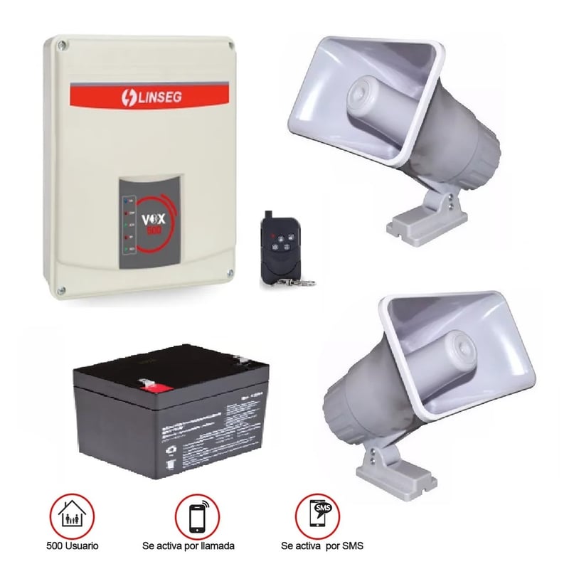 KIT Alarma Sirena Vecinal Comunitaria Linseg Panel VOX-500 Celular ...