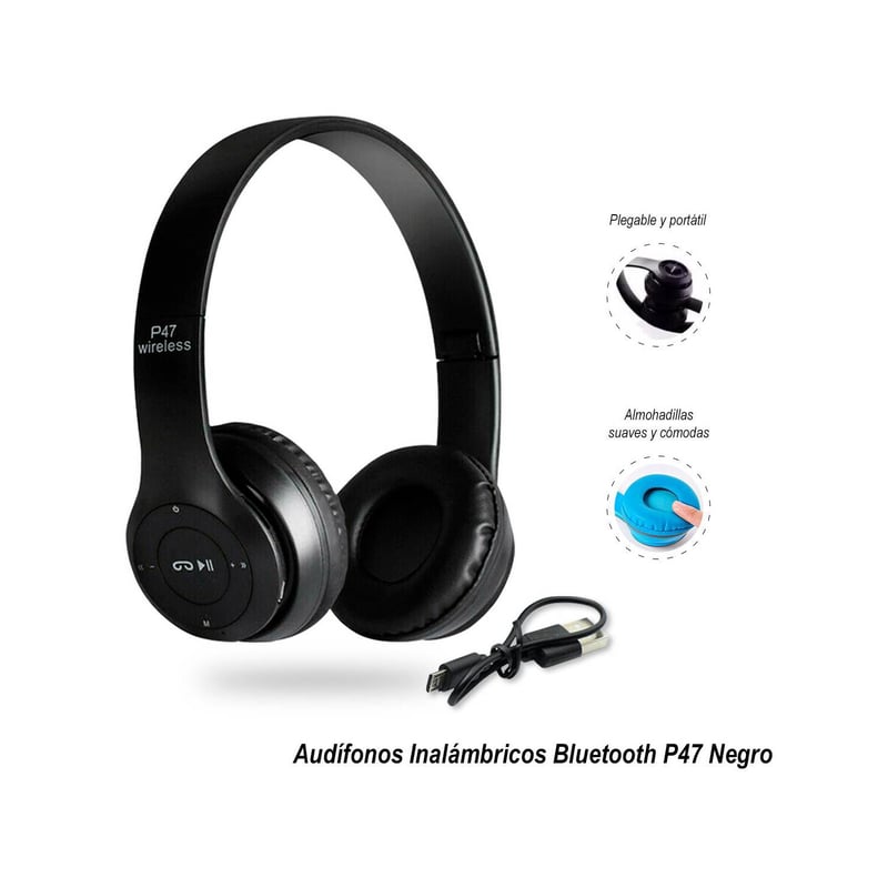 Audífonos Inalámbricos Bluetooth P47 Negro GENERICO | falabella.com