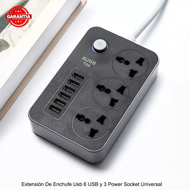 Extensión de Enchufe 6 USB 3 Power Socket Tomacorriente Easy&Home ...