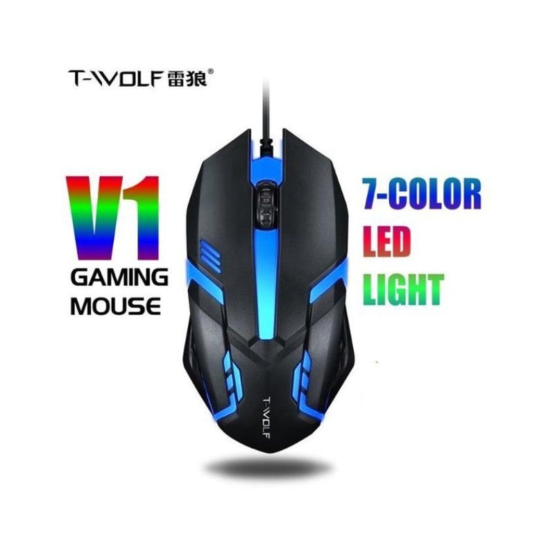 Mouse optico gamer v1 - t-wolf - rgb negro multi luces TWOLF ...