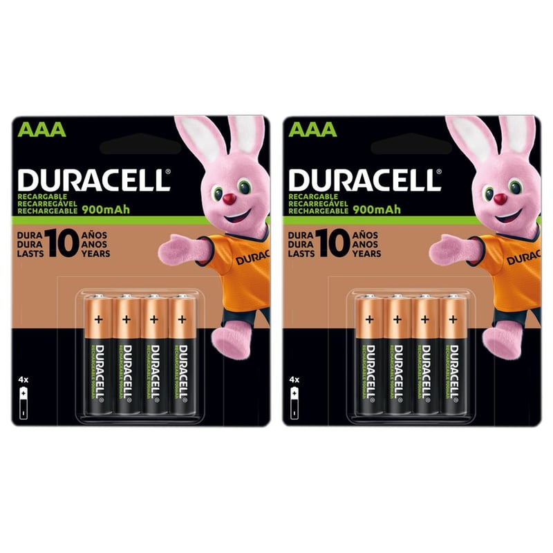 Pilas Duracell Recargables AAA de 900mah x8 unidades DURACELL | falabella.com