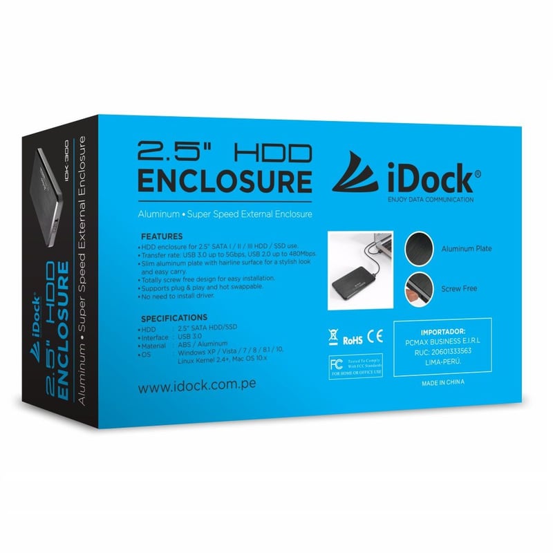 iDOCK - Enclosure HDD/SSD 2.5" IDK-300 de Aluminio USB 3.0 IDOCK ...