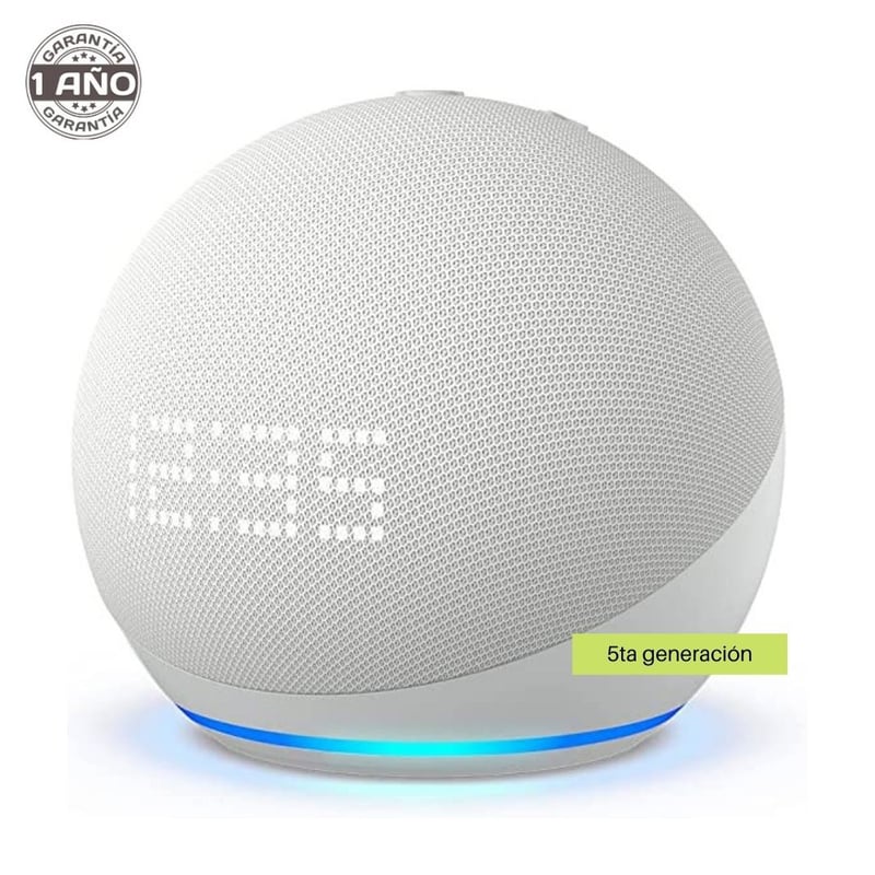 PARLANTE ALEXA ECHO DOT 5TA GEN CON RELOJ BLANCO AMAZON AMAZON | falabella.com