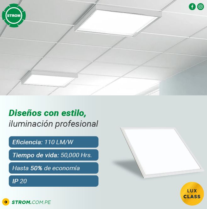 Panel Led Luz Neutra 60x60 40W 4000K STROM Kit incluye marco STROM ...